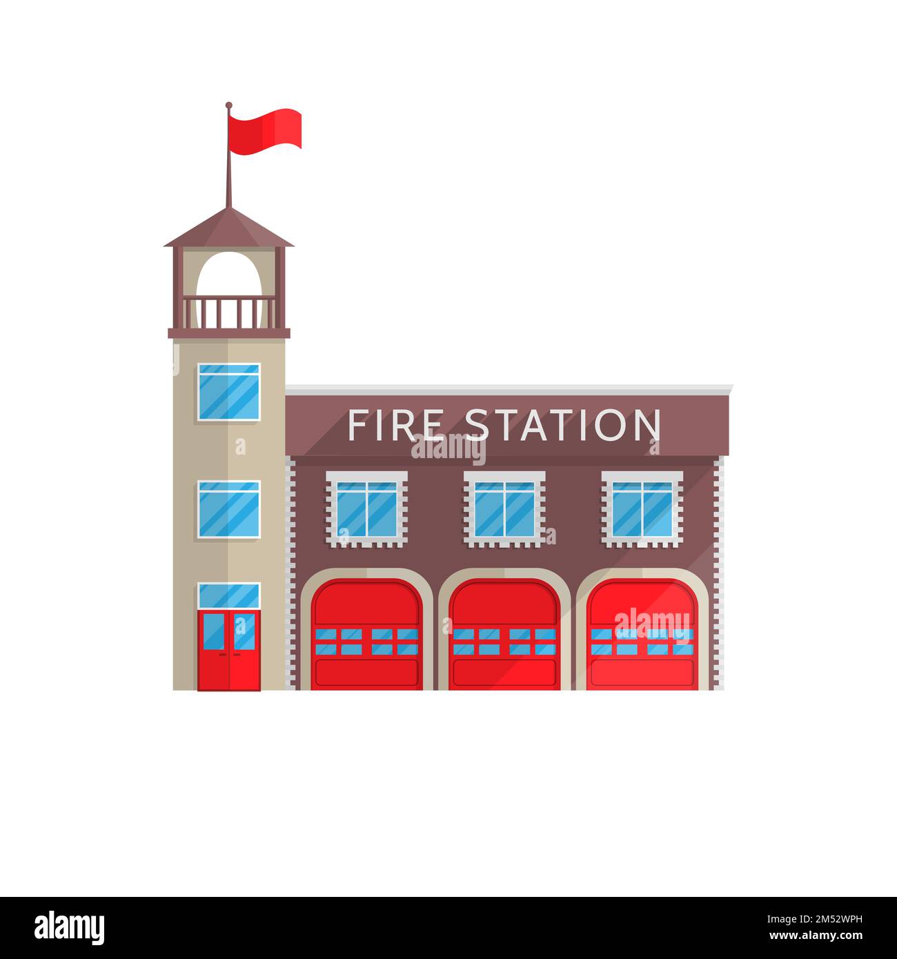 Fire station building in flat style on a white background Vector ...