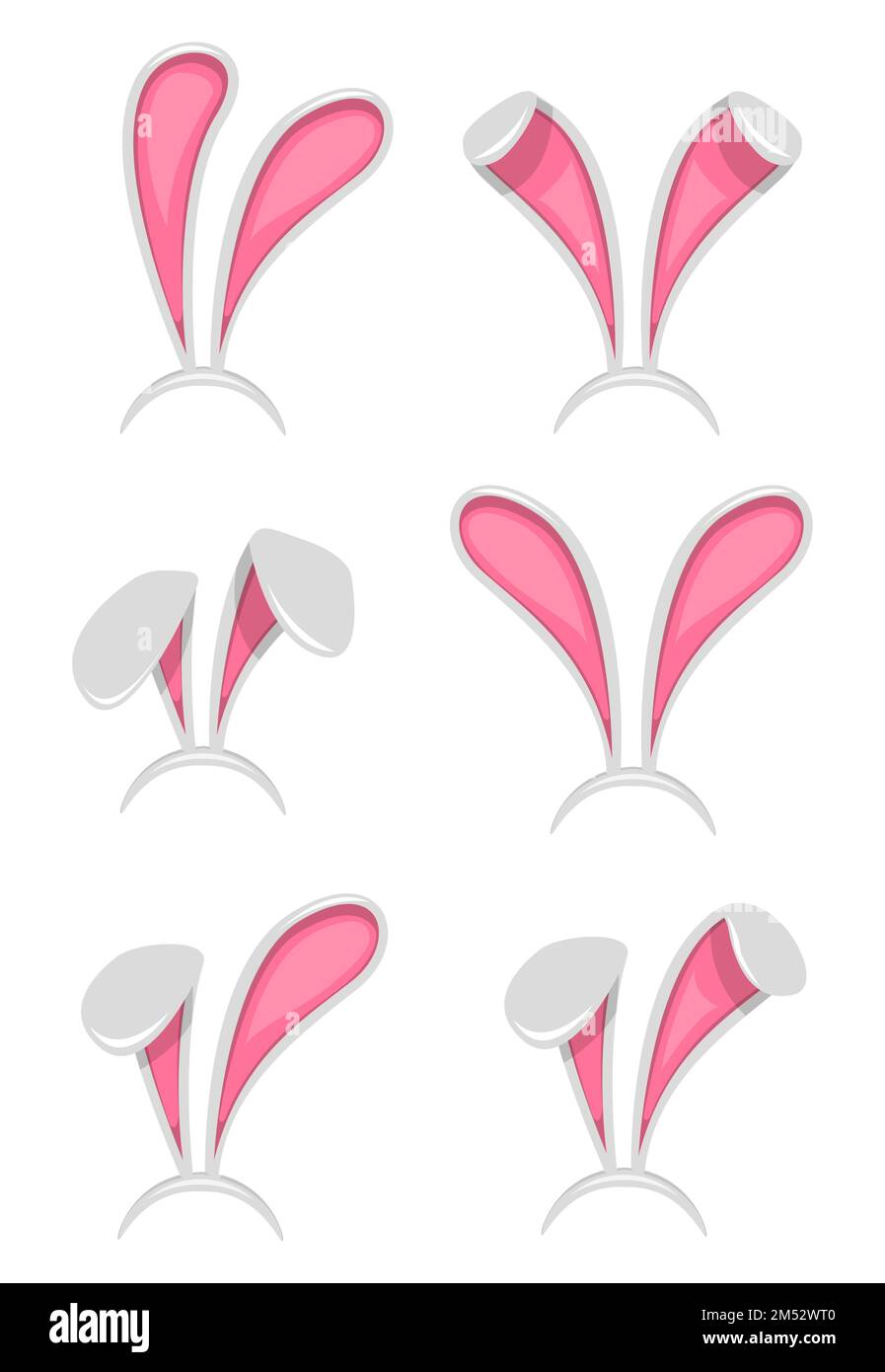 Easter bunny ears mask set. Ostern spring bunny ears hat on a white ...