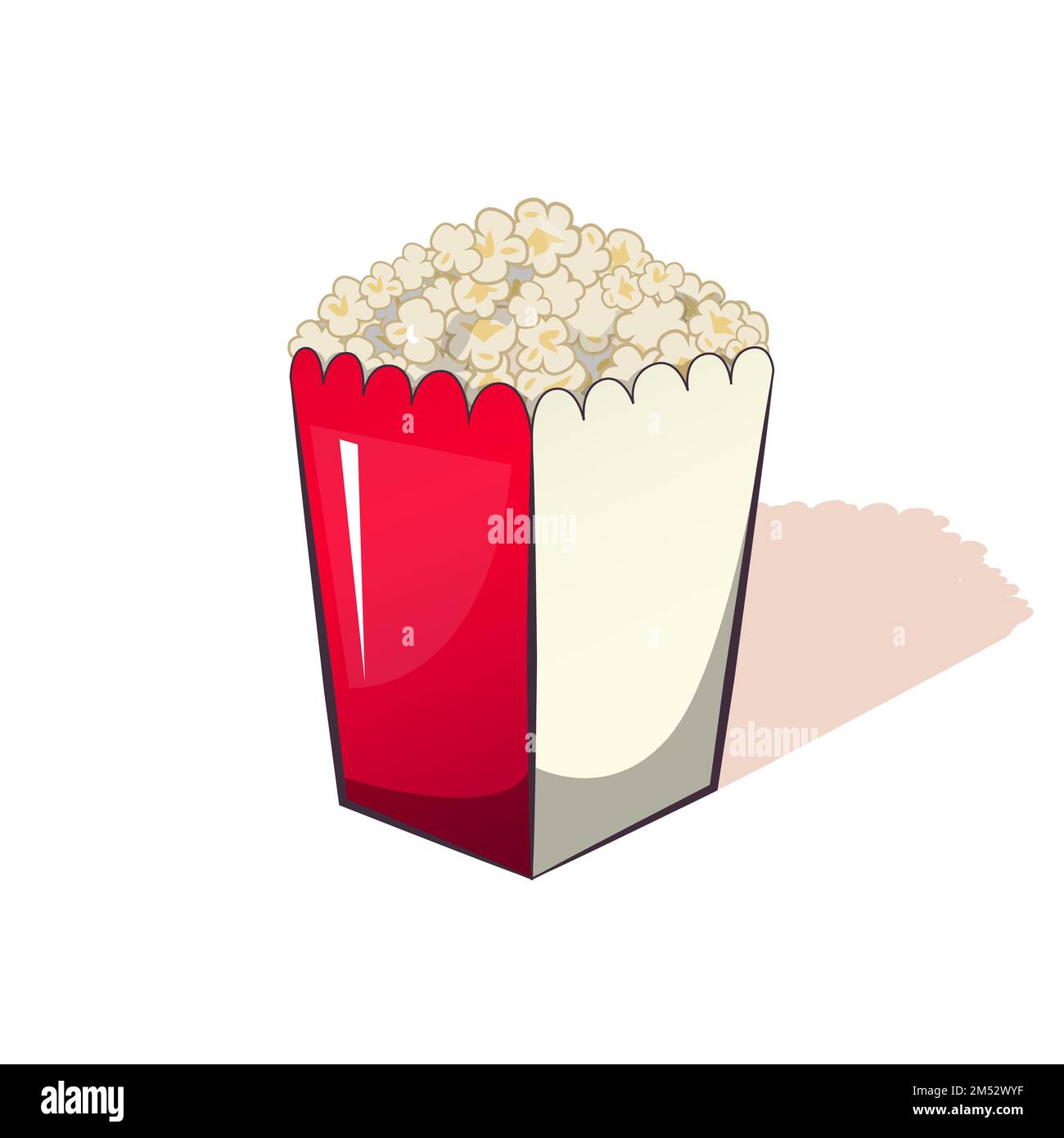 Popcorn in a striped box bucket snack when watching movies. Thumbnail ...
