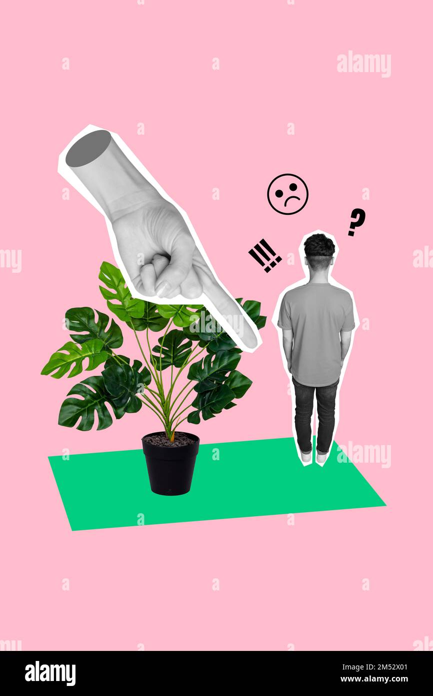 Photo collage of young upset unhappy dissatisfied guy abused offensive ...