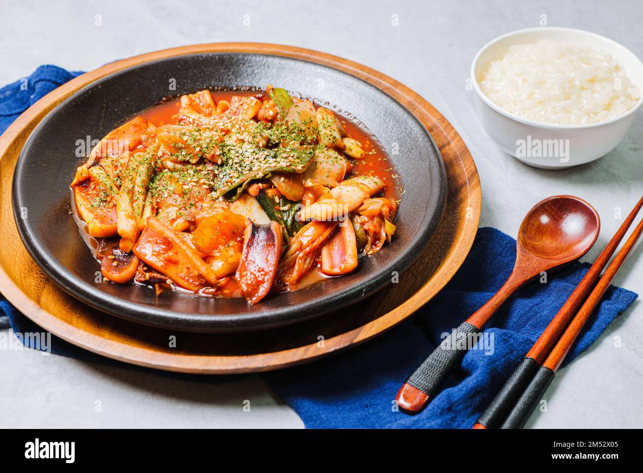 Korean food Stir-fried Squid, ojingeobokkeum : Squid stir-fried with ...