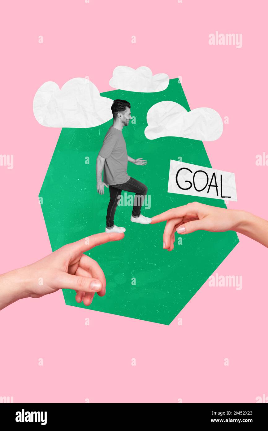 Creative photo collage abstract picture of young successful ambitious ...