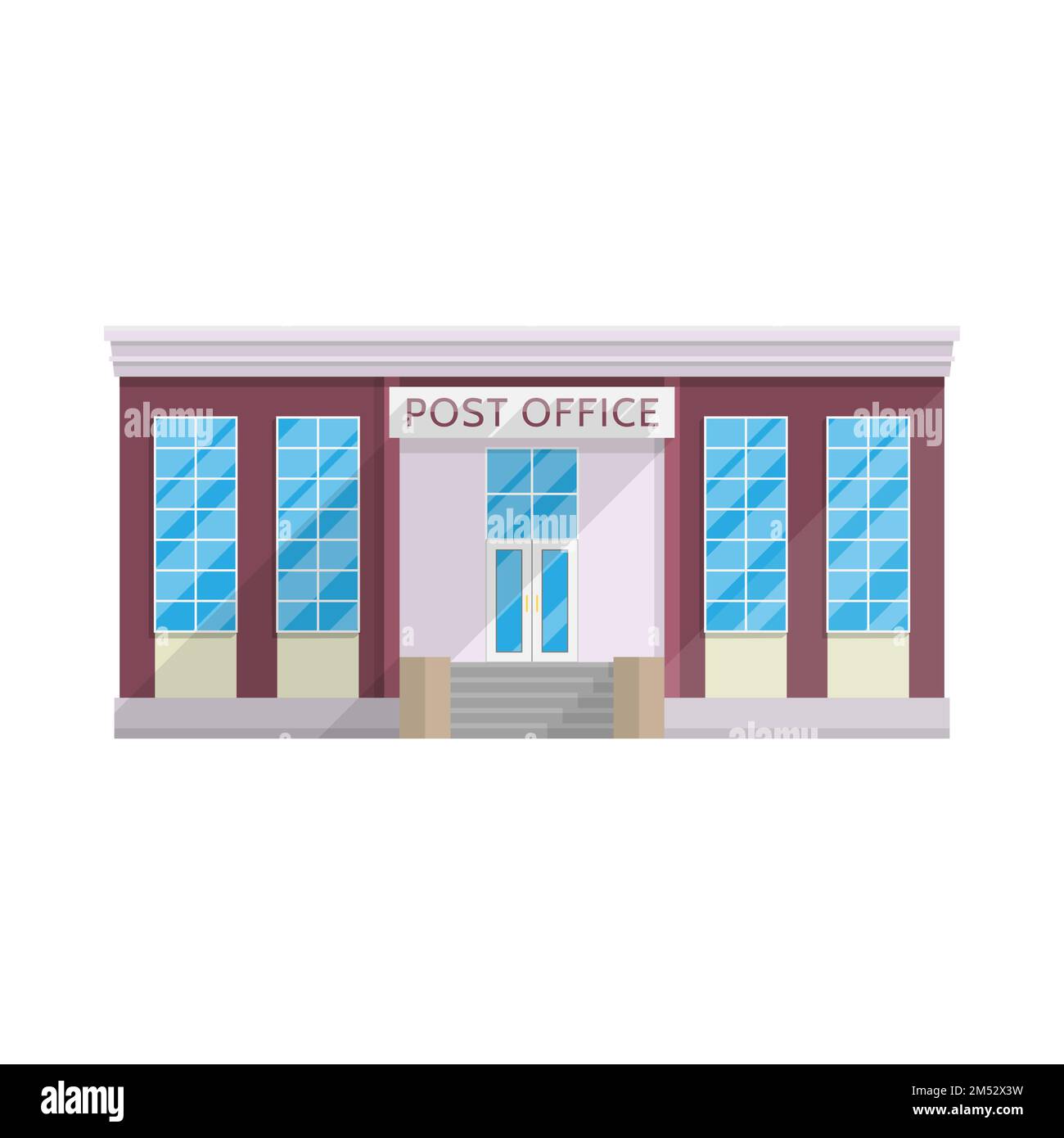 Post office building in flat style isolated on white background Vector ...
