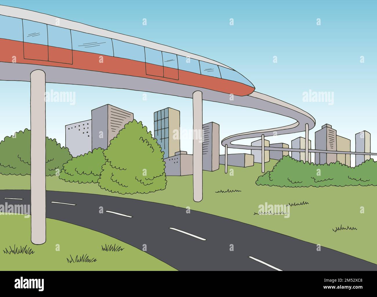Skyline with monorail Stock Vector Images - Alamy