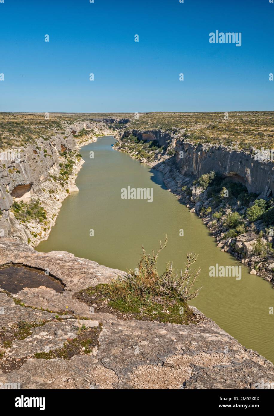 Seminole Canyon, near Panther Cave Pictograph Site, limestone cliffs ...