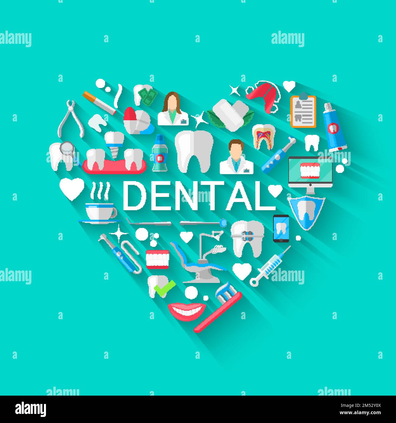 Dental Banner Background Concept With Flat Icons Isolated. Vector ...