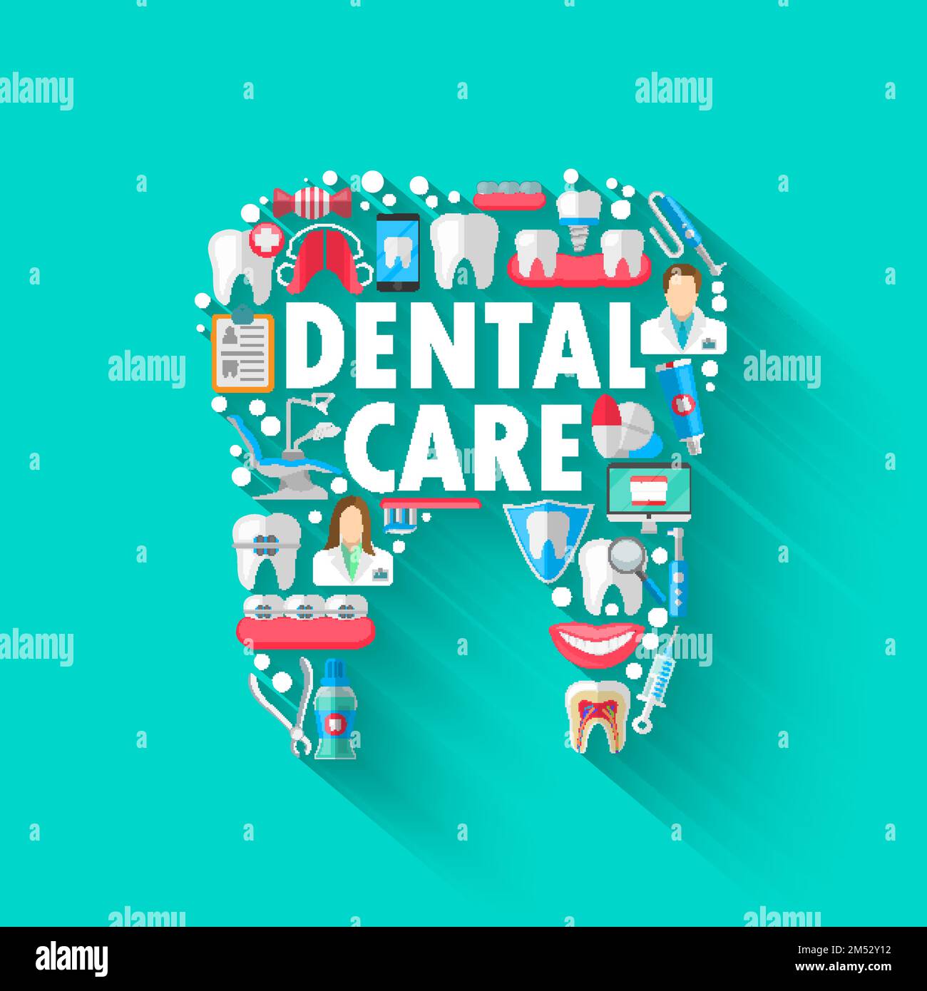 Dental Banner Background Concept With Flat Icons Isolated. Vector ...
