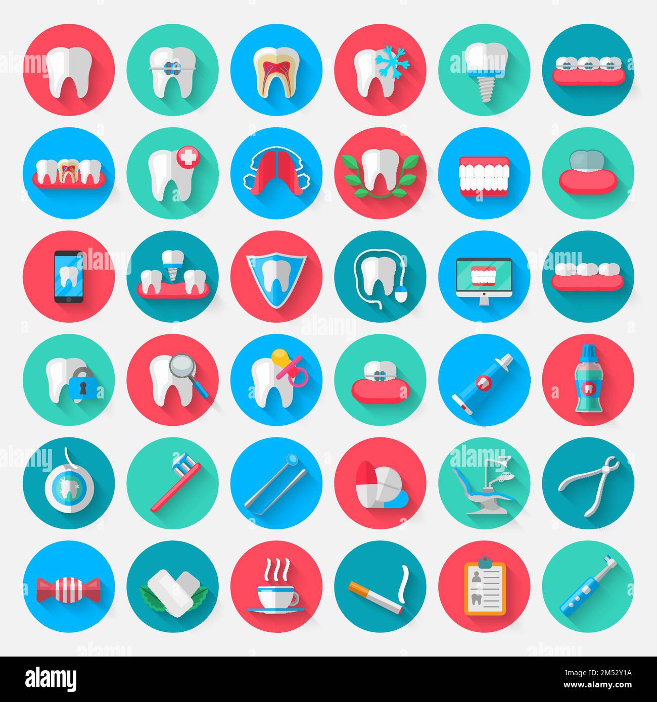 Dentistry icons isolated in a flat design style. Vector Illustration ...