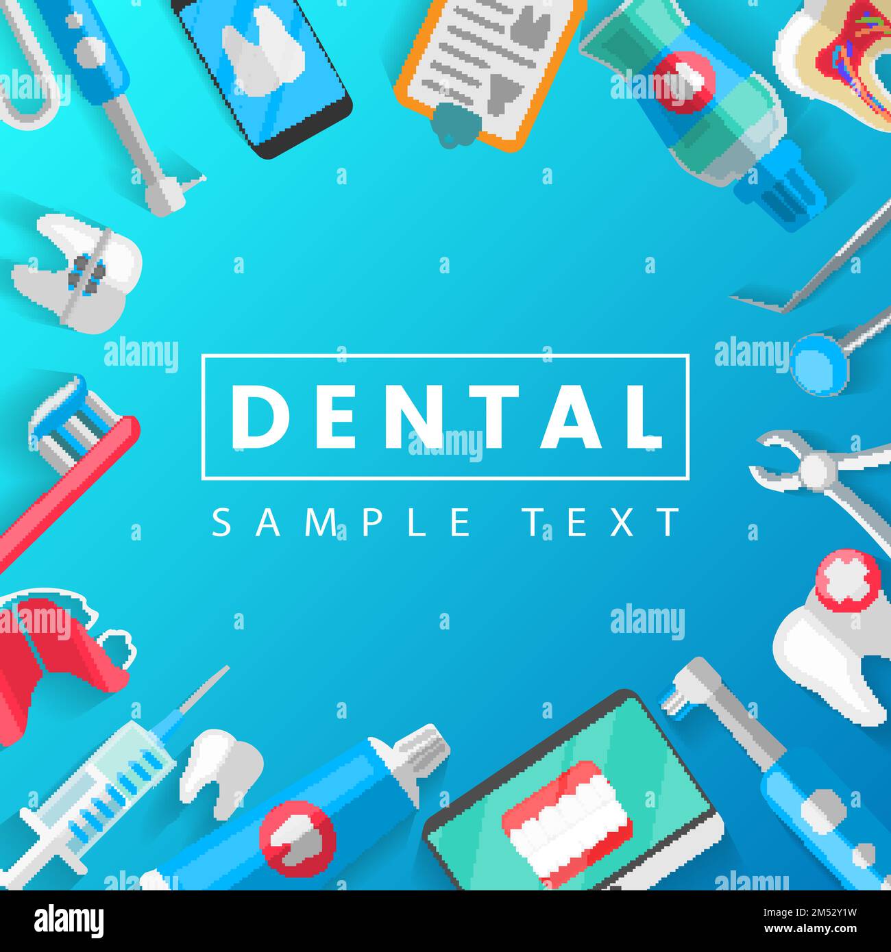 Dental Banner Background Concept With Flat Icons Isolated. Vector ...