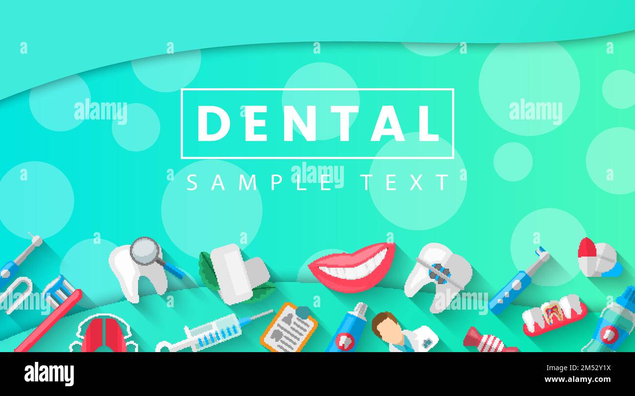 Dental Banner Background Concept With Flat Icons Isolated. Vector ...