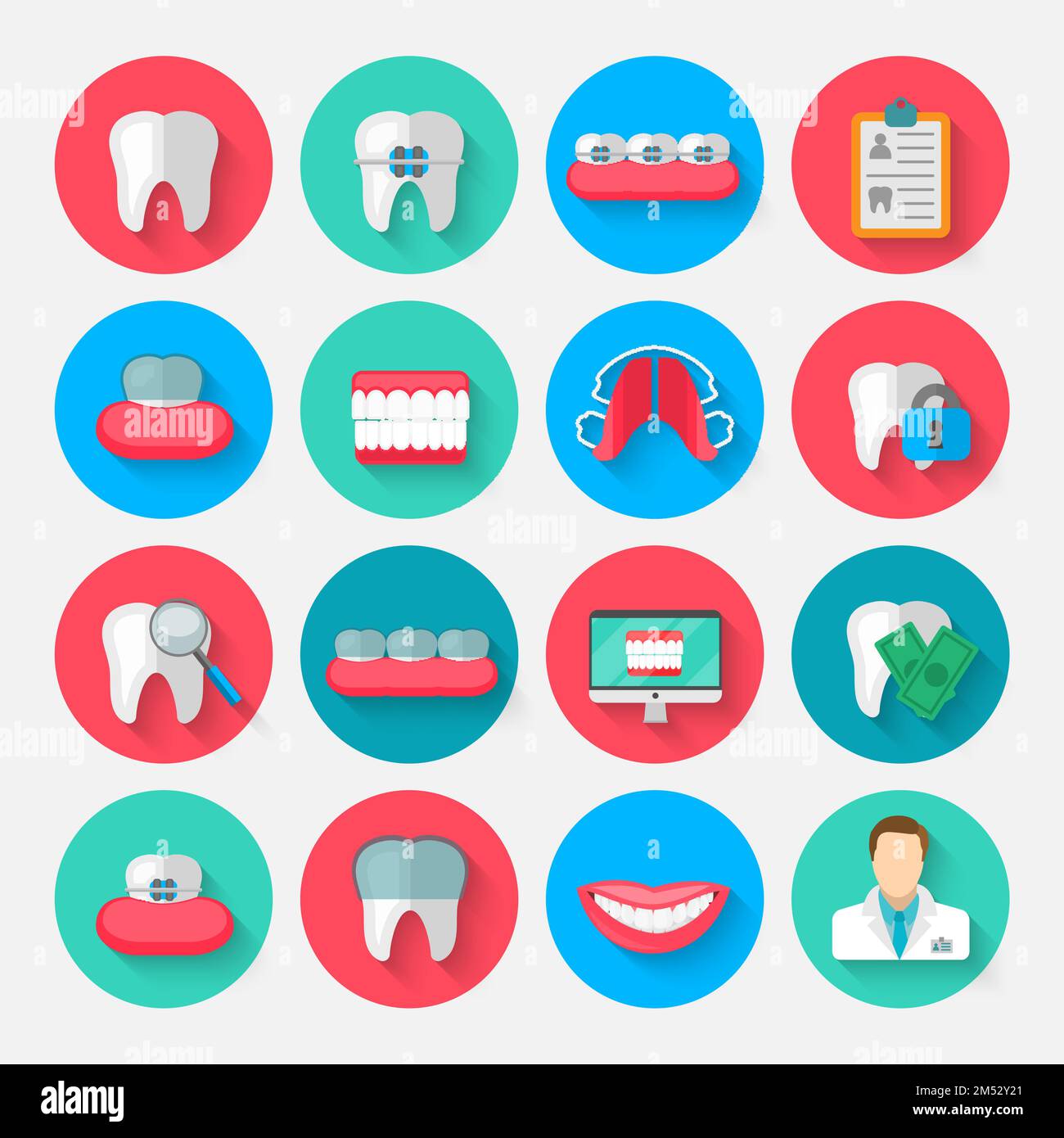 Dentistry icons isolated in a flat design style. Vector Illustration ...