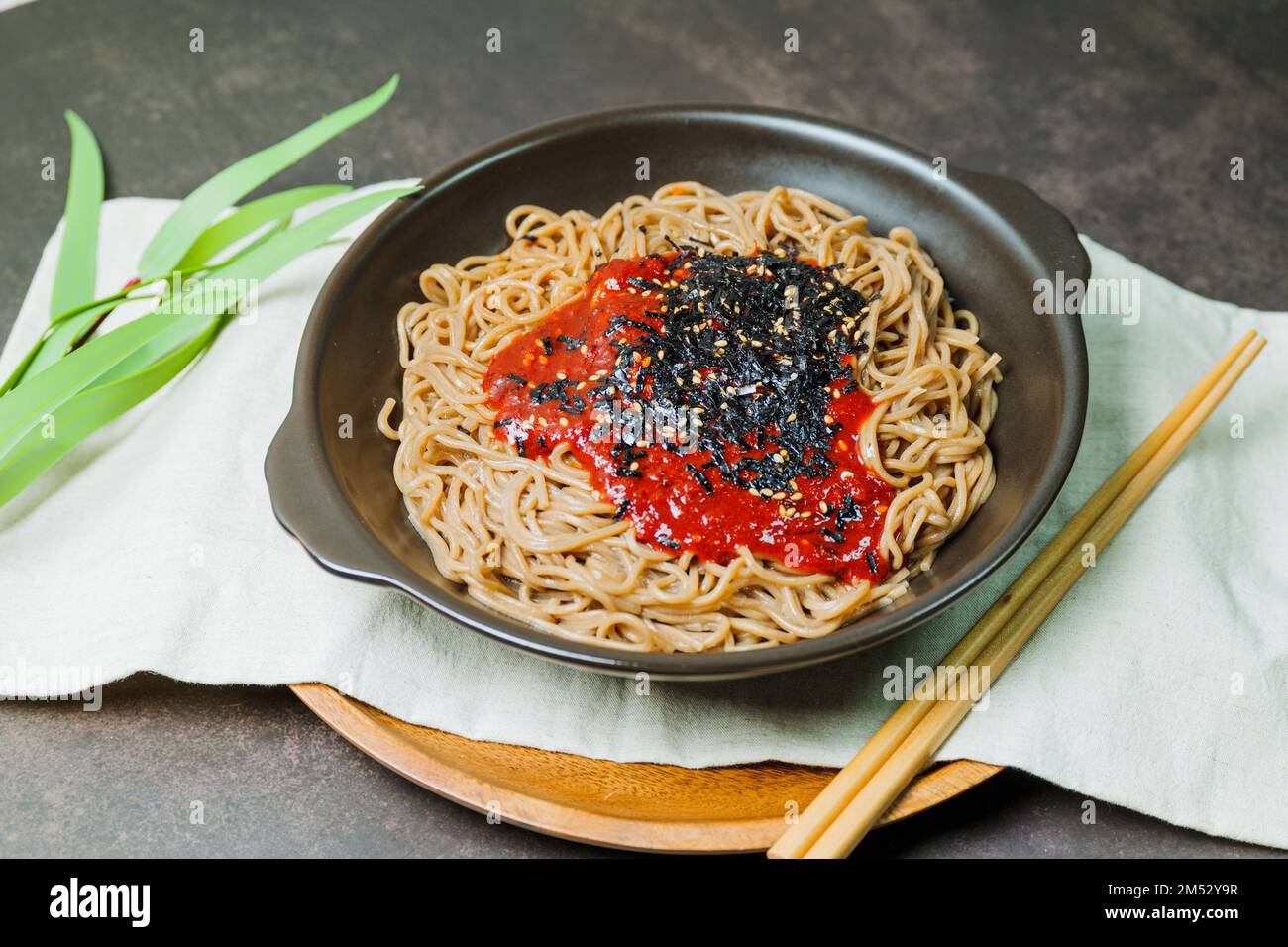 bibim memil makguksu, Korean style spicy buckwheat noodles Stock Photo ...