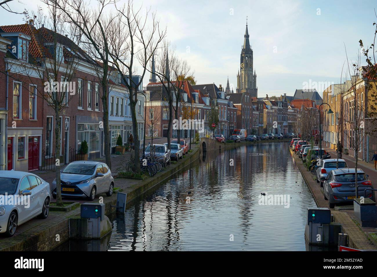 A beautiful view of the Vermeer in Delft with old gothic towers and ...