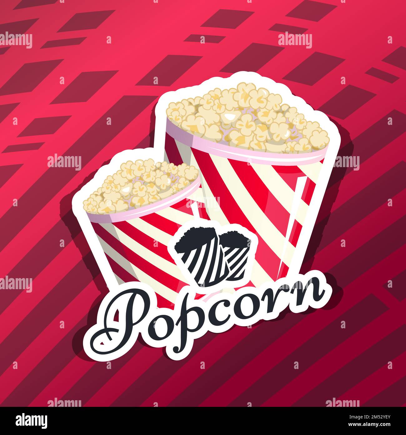 Popcorn is isolated in a striped logo logo emblem for your produce, an ...