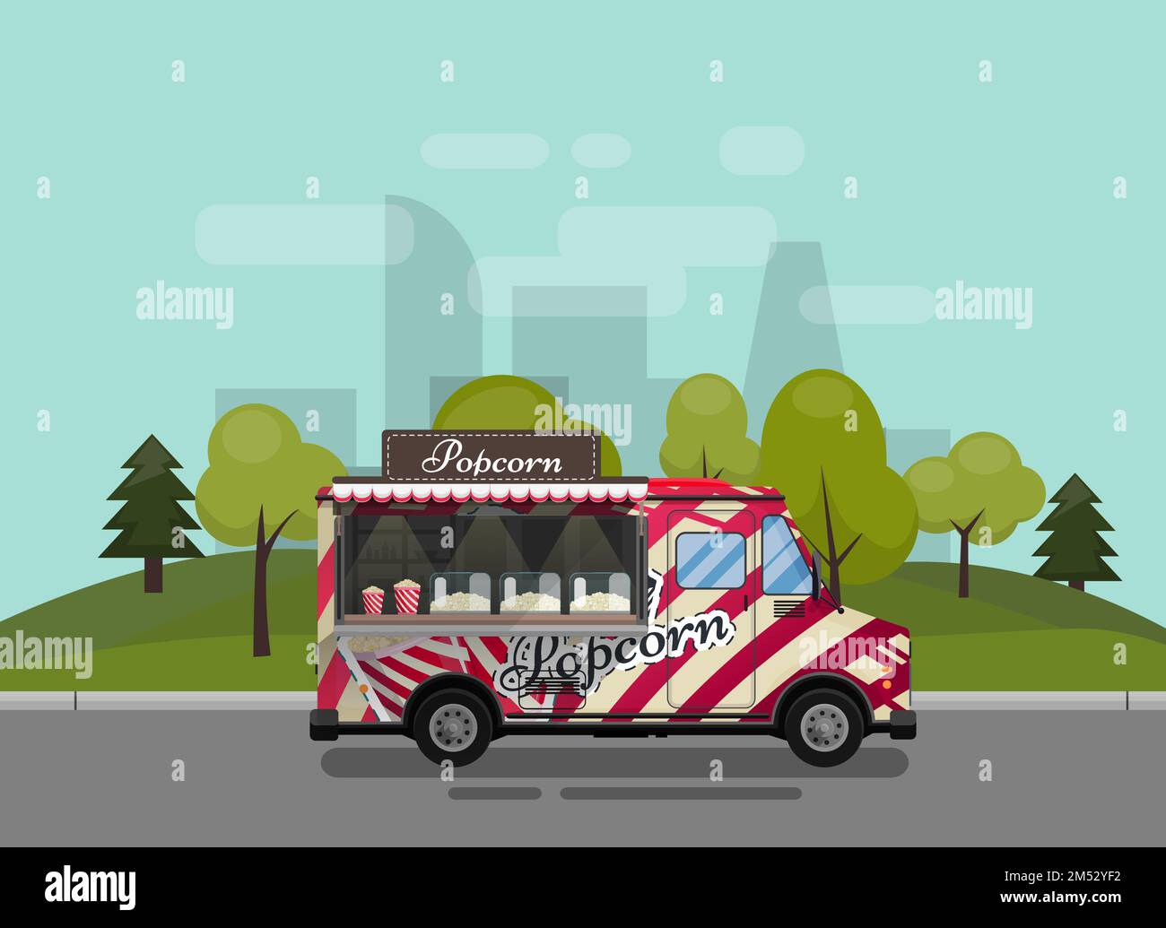 Popcorn cart, kiosk on wheels, retailers, sweets and confectionery ...