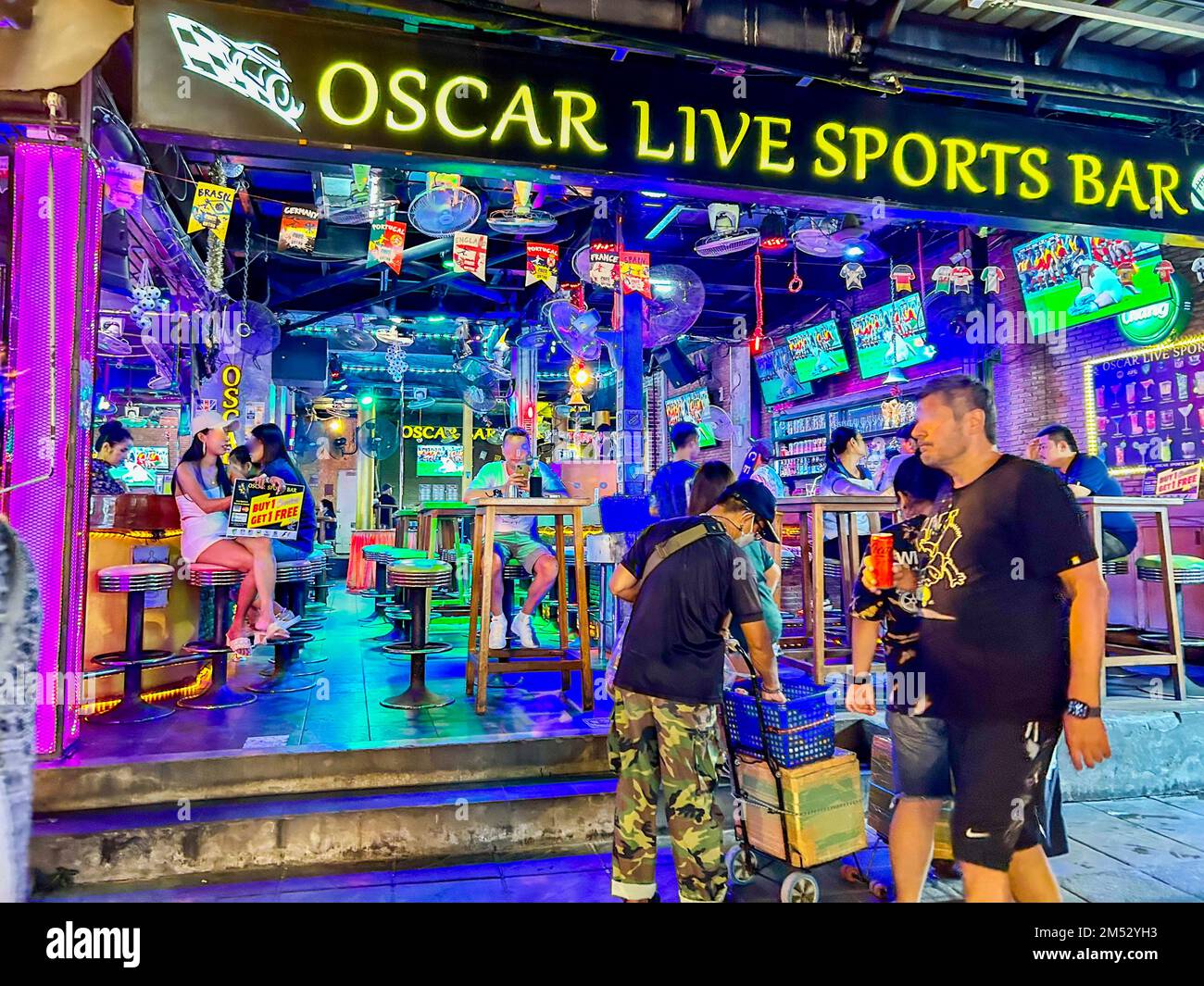 Khathu, Phuket, Thailand, People, at Local Sports Bars, Open on Street ...