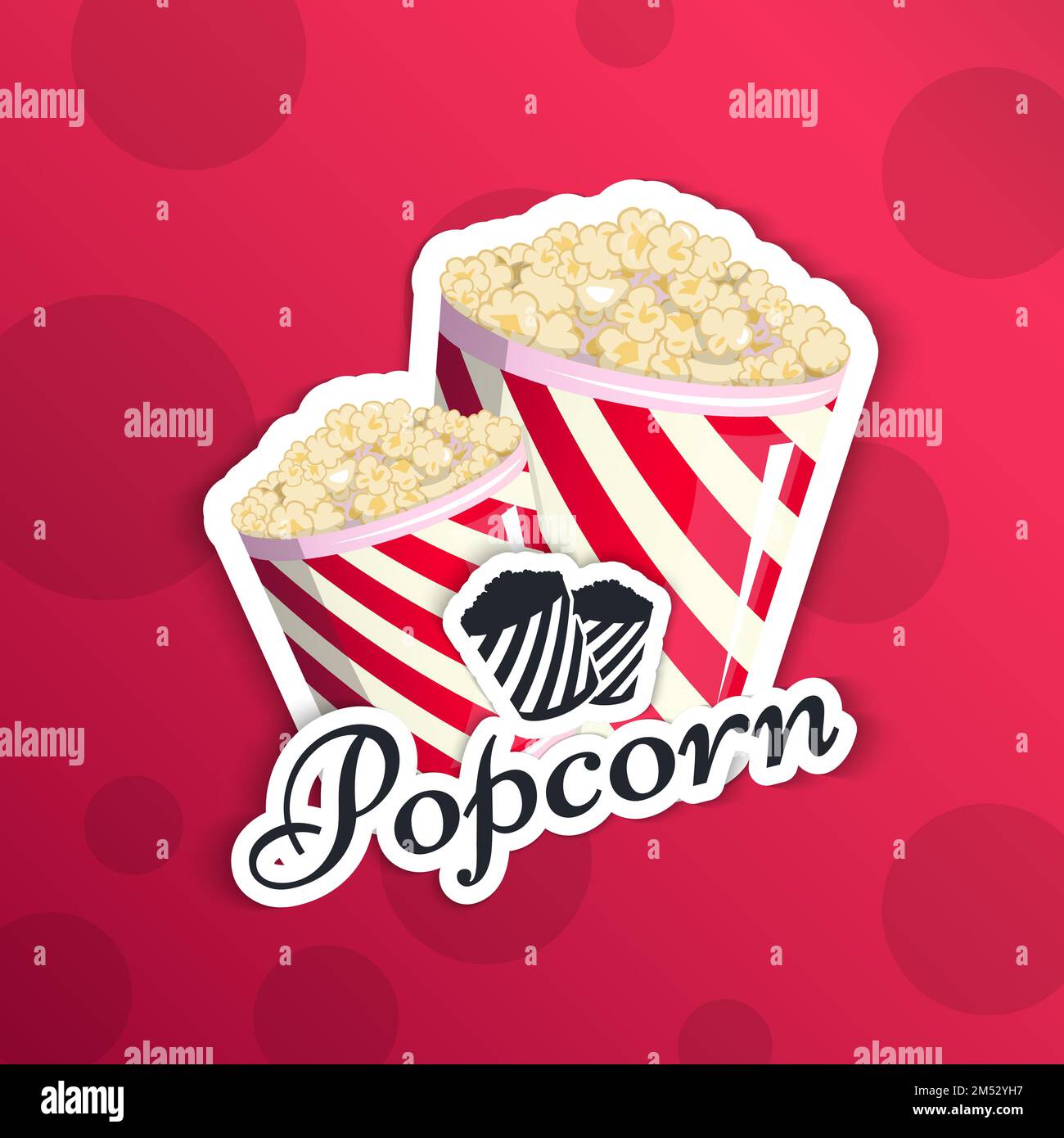 Popcorn is isolated in a striped logo logo emblem for your produce, an ...