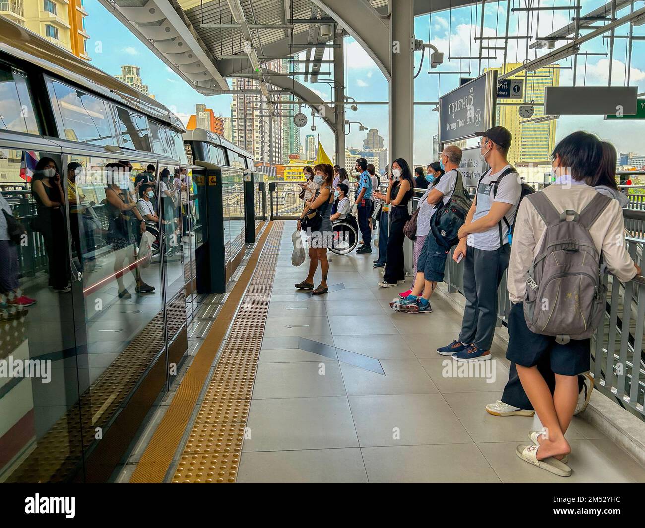 Bangkok, Thailand, Crowd People, WaIting on Platform, Riding on ...