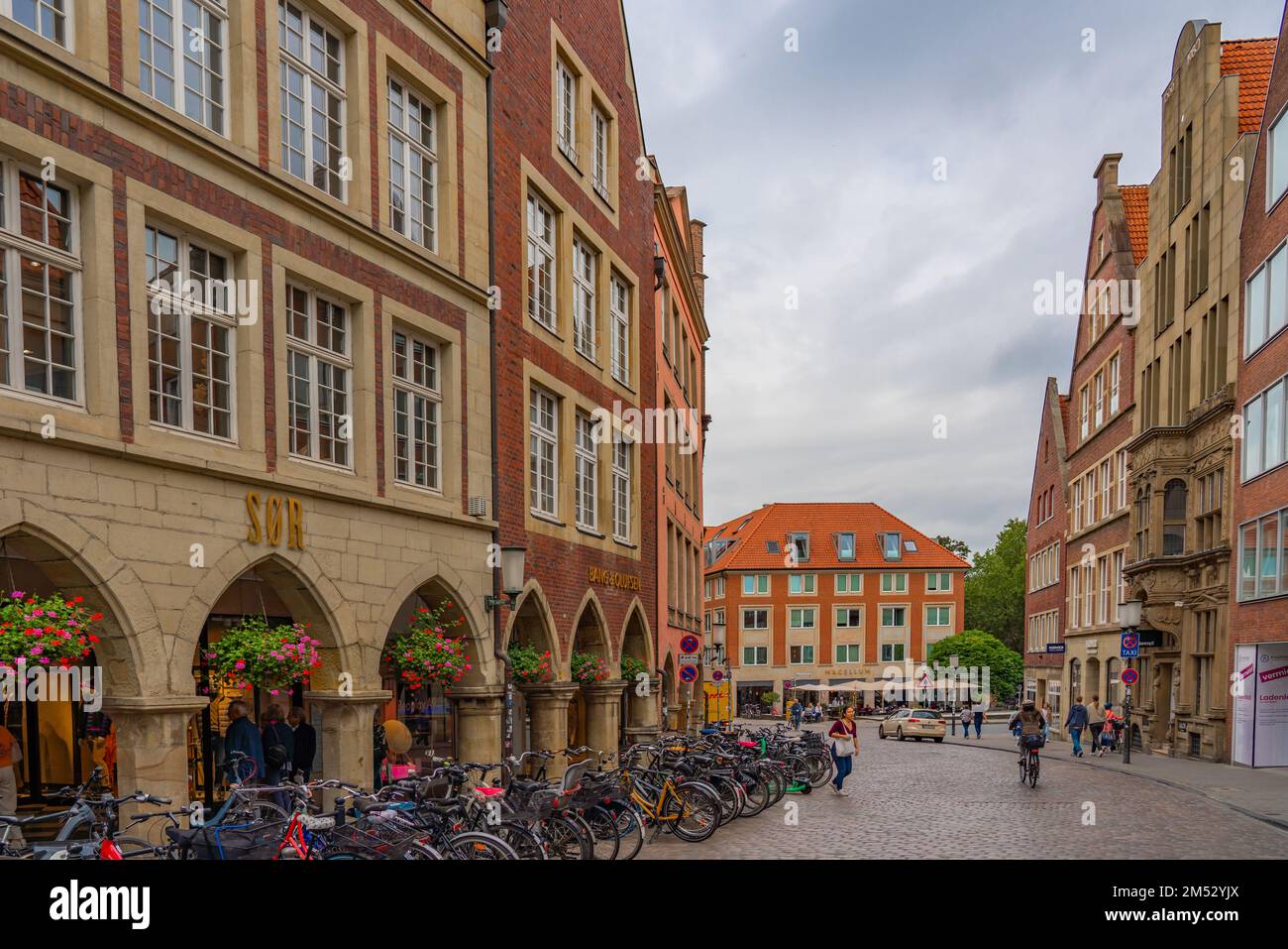 Muenster, Germany - September 13.2022: The old historical town and ...