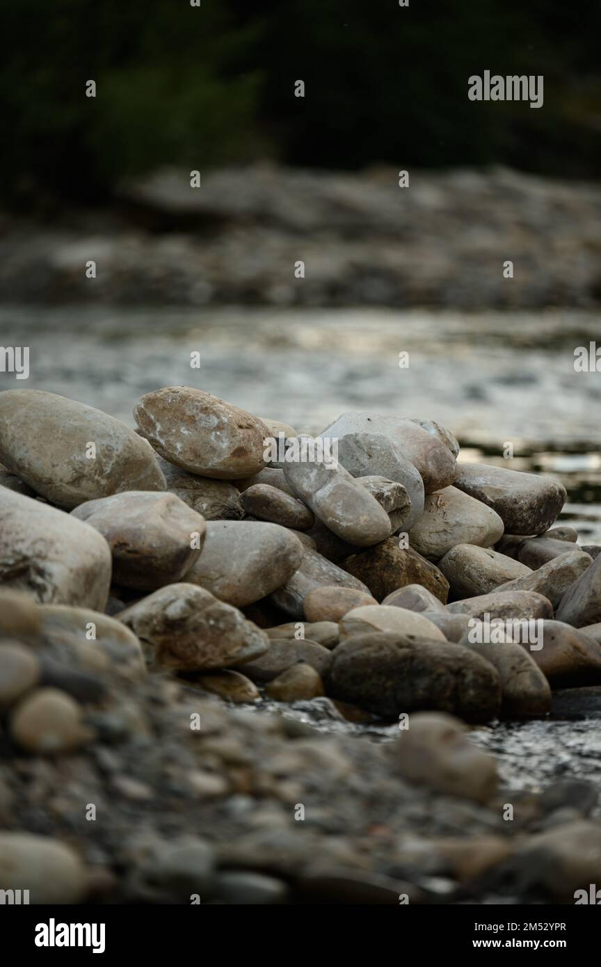 Coastal stones near the water, a place for copy space, large stones on ...