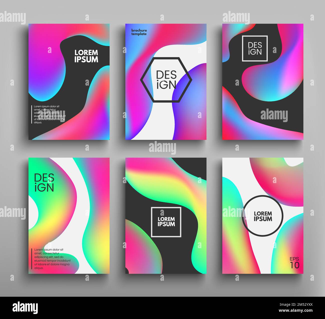 Liquid color brochures, posters set. Fluid colors. Vector templates ...