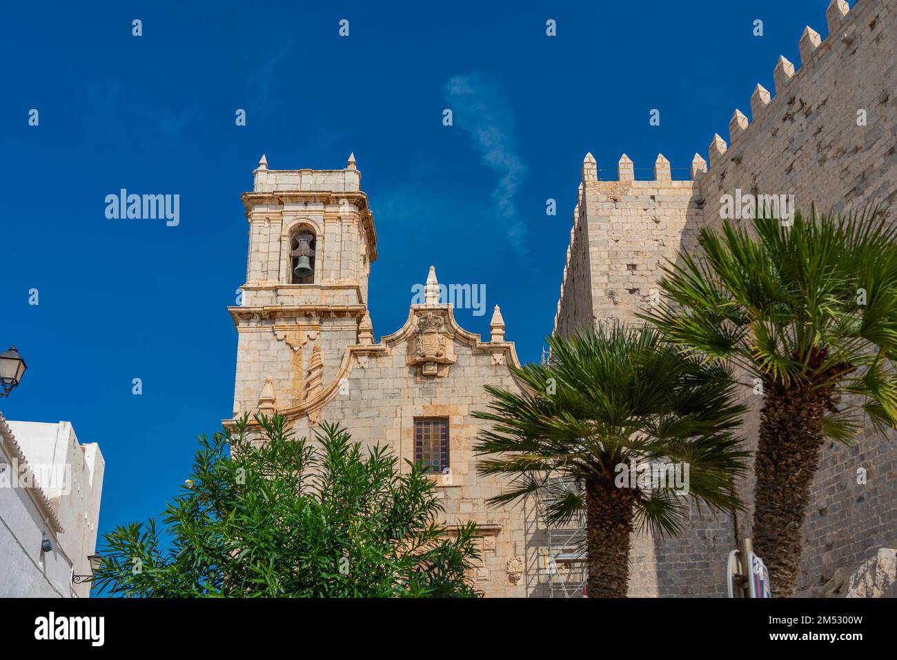Church at the Peniscola castle in the Costa del Azahar in Castellon ...
