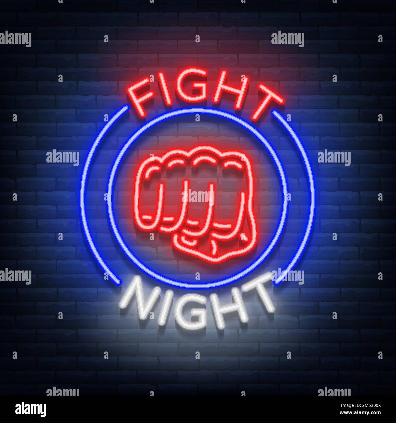 Fighting night logo neon sign isolated vector illustration. Neon banner ...