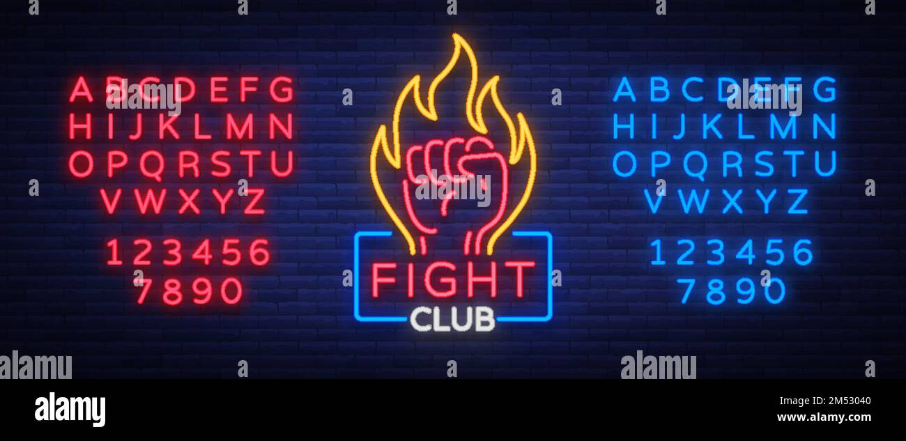 Fight club logo neon sign isolated vector illustration. Neon banner ...