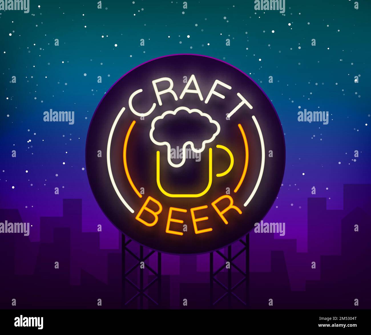 Craft beer logo, label, emblem vector illustration, design emblem in ...