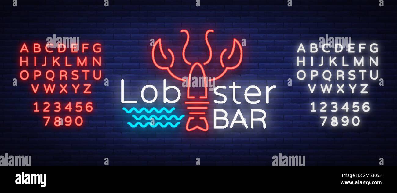 Lobster neon logo icon vector illustration. Emblem, neon signboard for ...