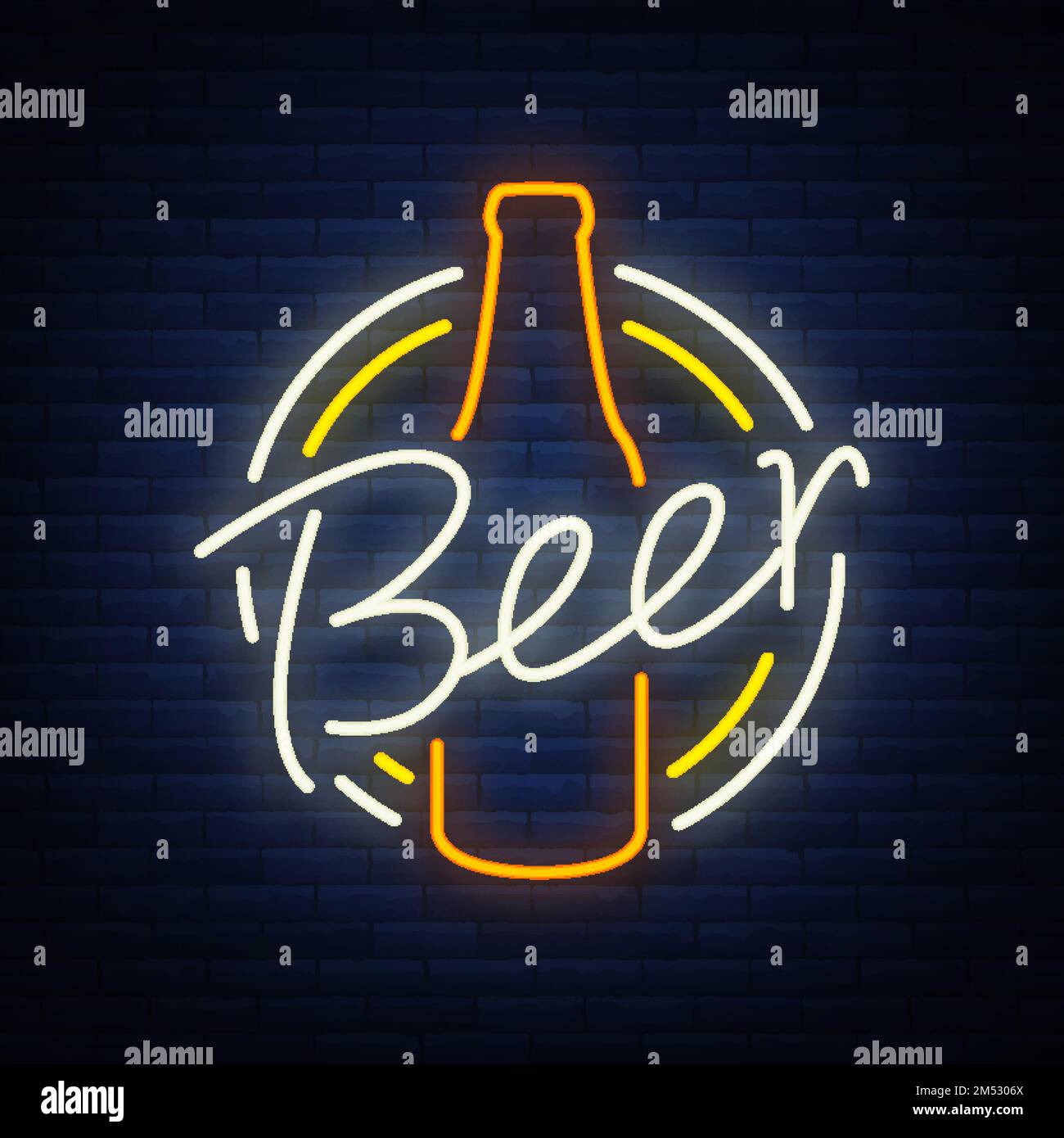 Original vintage retro design of a neon-style logo for a beer house ...