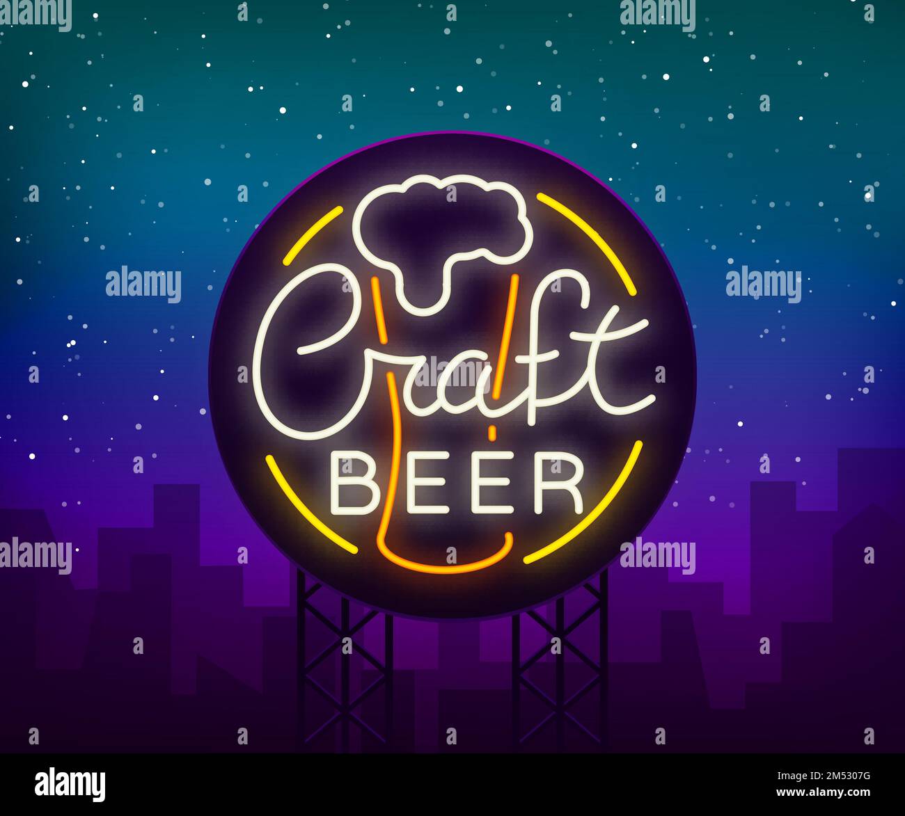 Original logo design is a neon-style beer craft for a beer house, bar ...