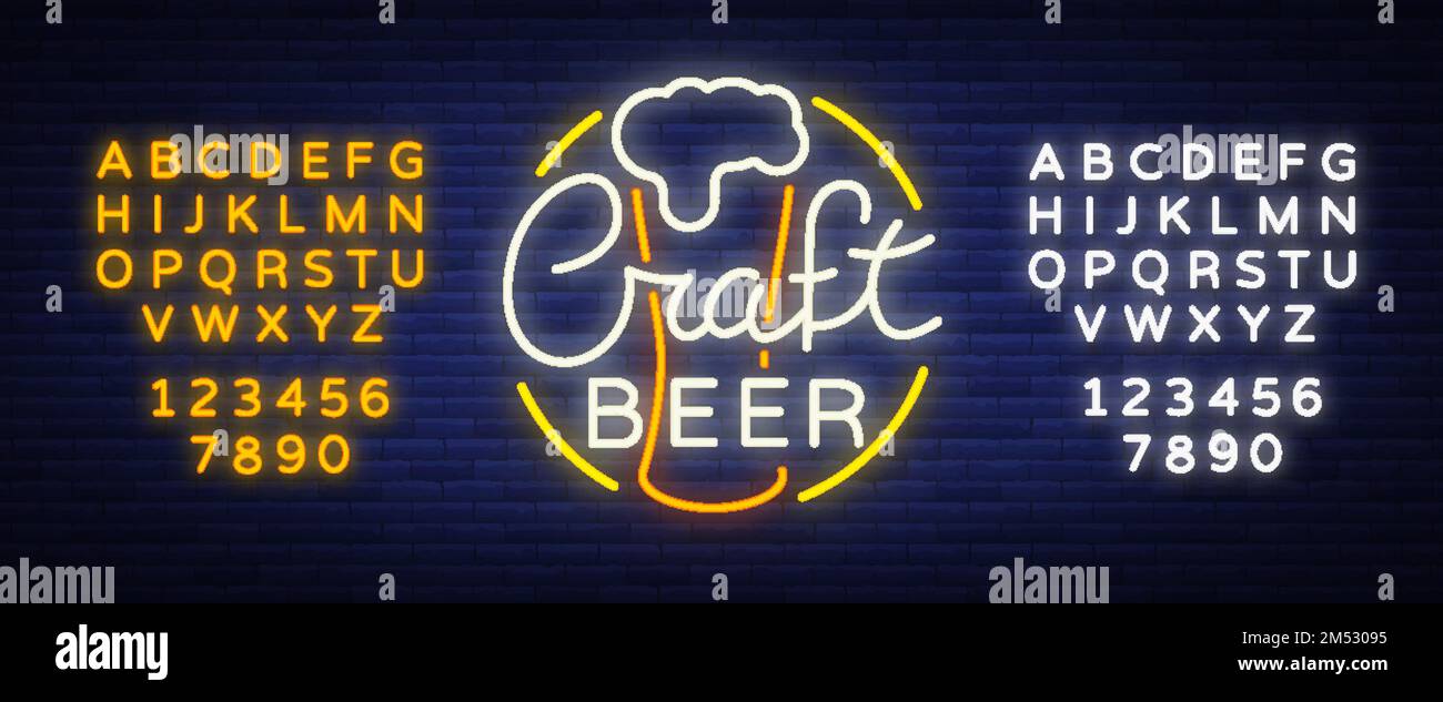 Original logo design is a neon-style beer craft for a beer house, bar ...
