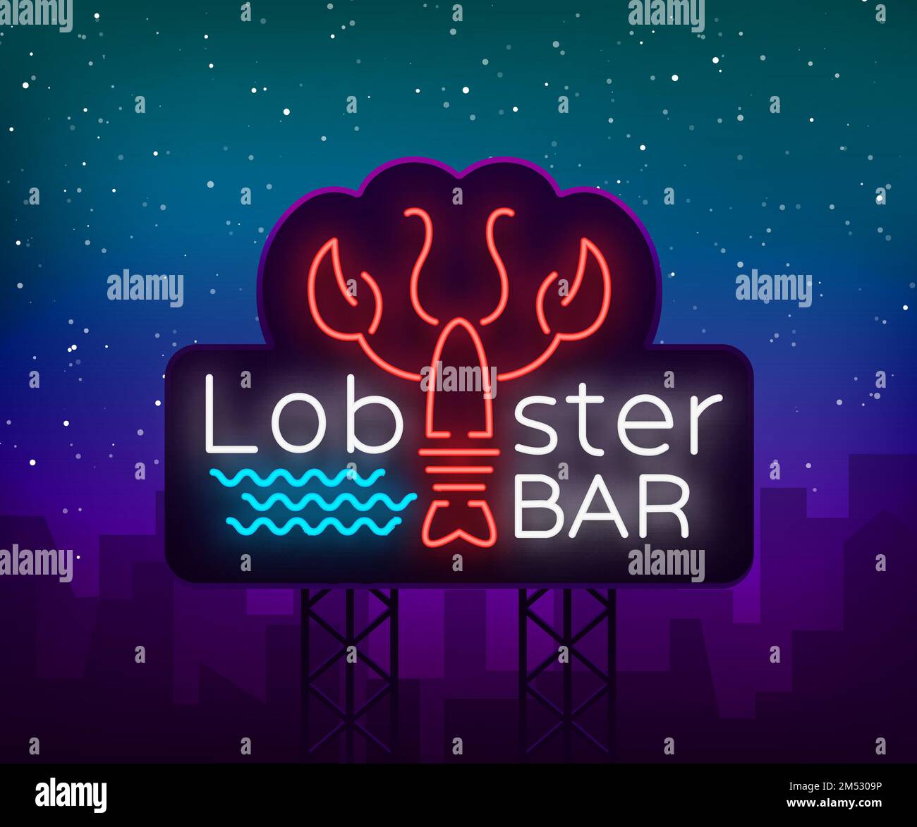 Lobster neon logo icon vector illustration. Emblem, neon signboard for ...