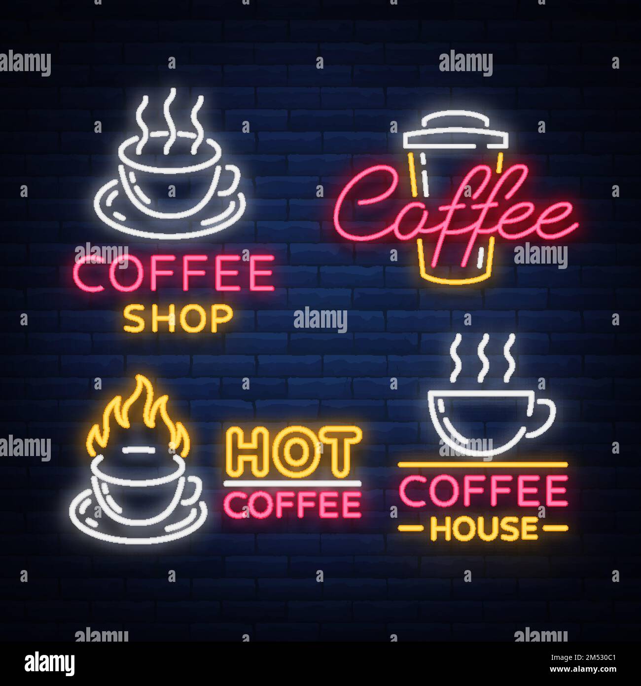 Set of vector coffee elements and accessories for coffee. Coffee logos ...
