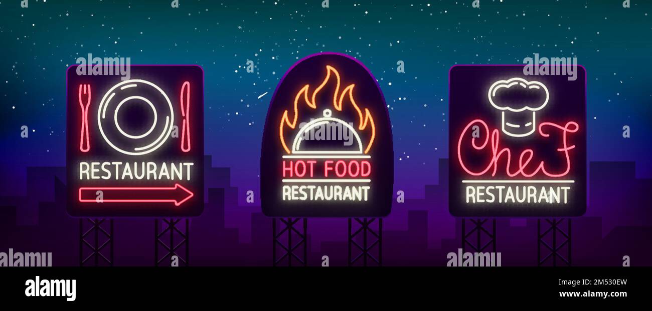 Set of logos, labels for the restaurant, the dining room, store food ...