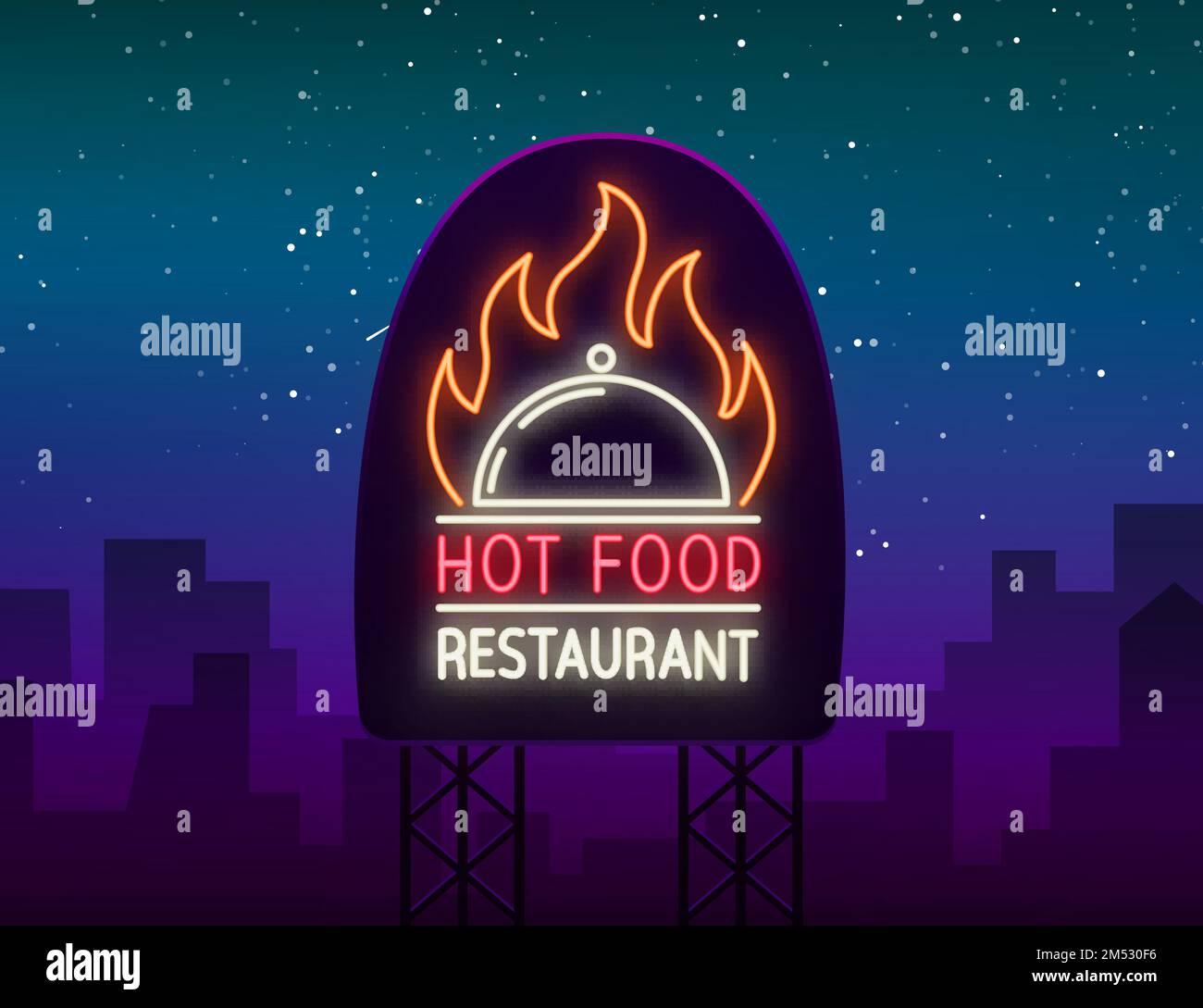Logo of hot food restaurant, neon sign, logo, emblem isolated Vector ...