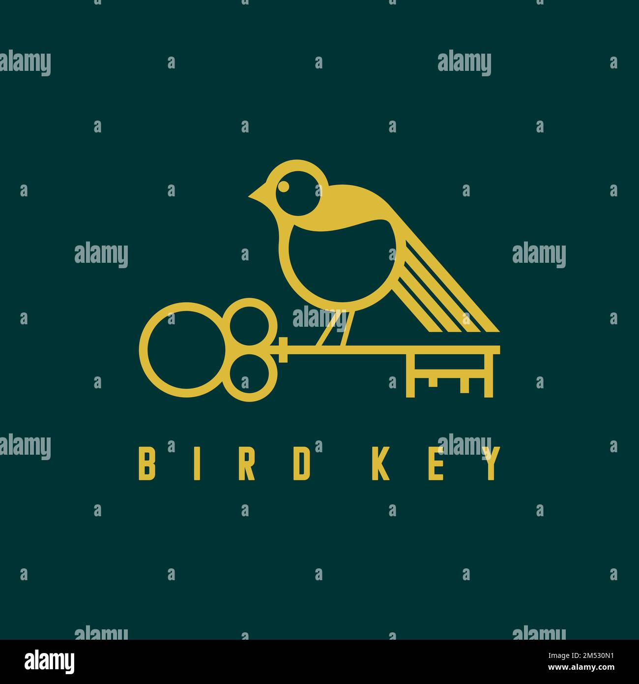 Simple and unique bird are above key in line image graphic icon logo design abstract concept ...