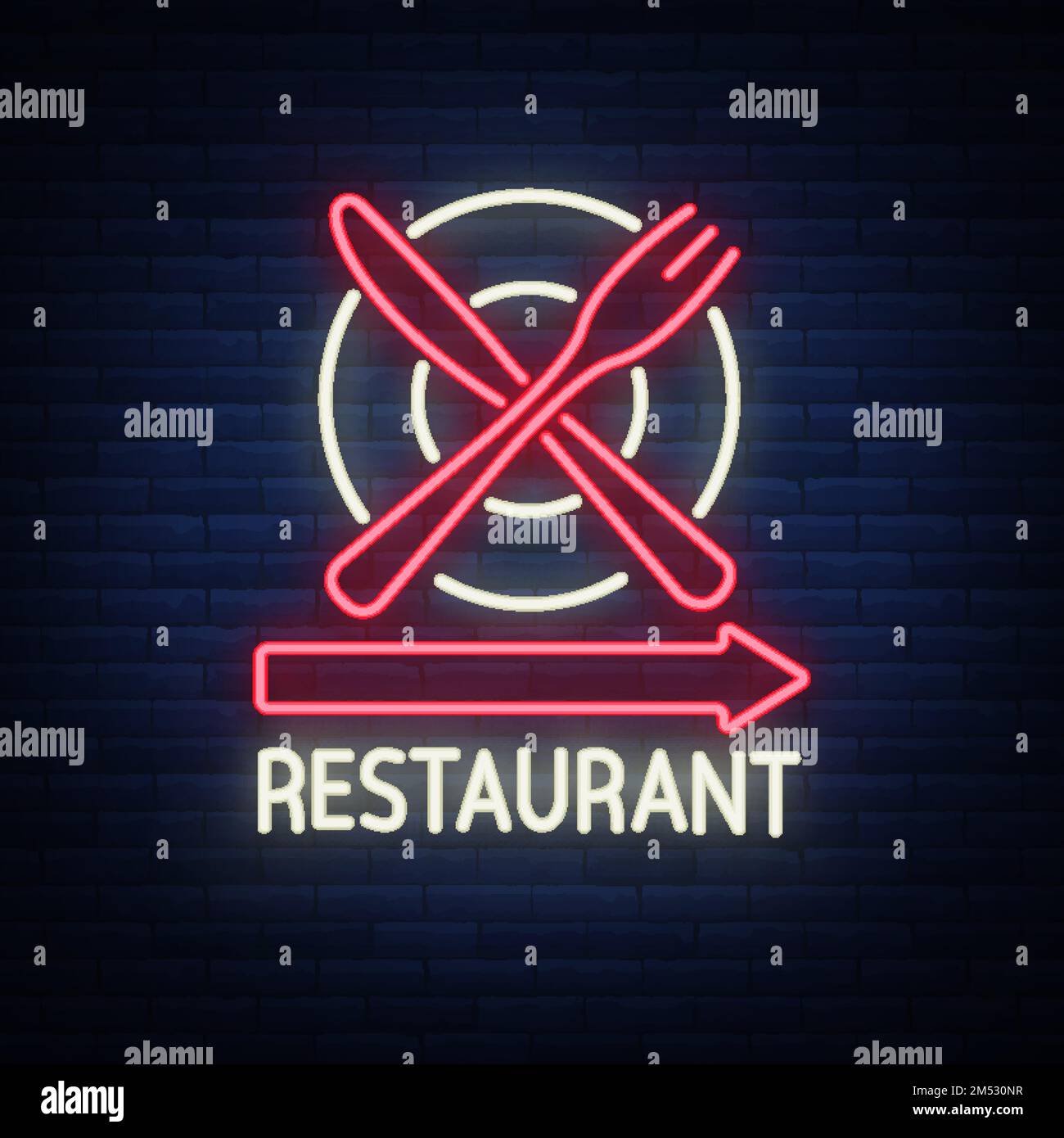 Restaurant logo, sign, emblem in neon style. A glowing signboard, a ...