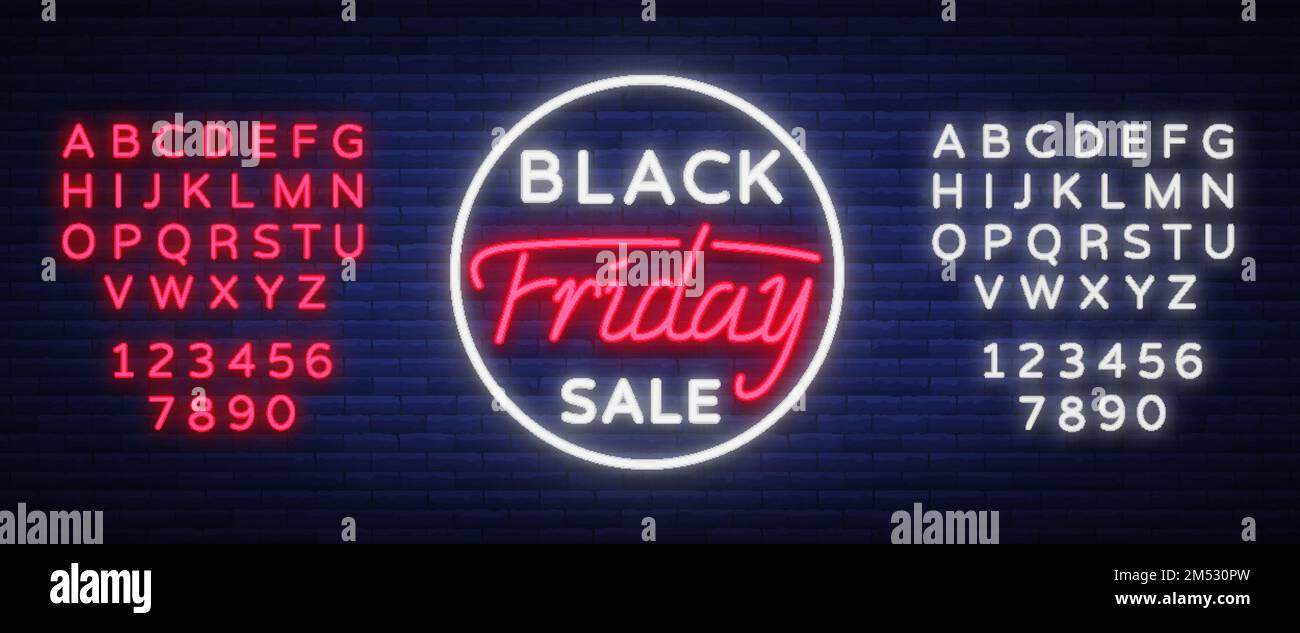 Black Friday sale neon sign, neon banner, background brochure. Bright ...
