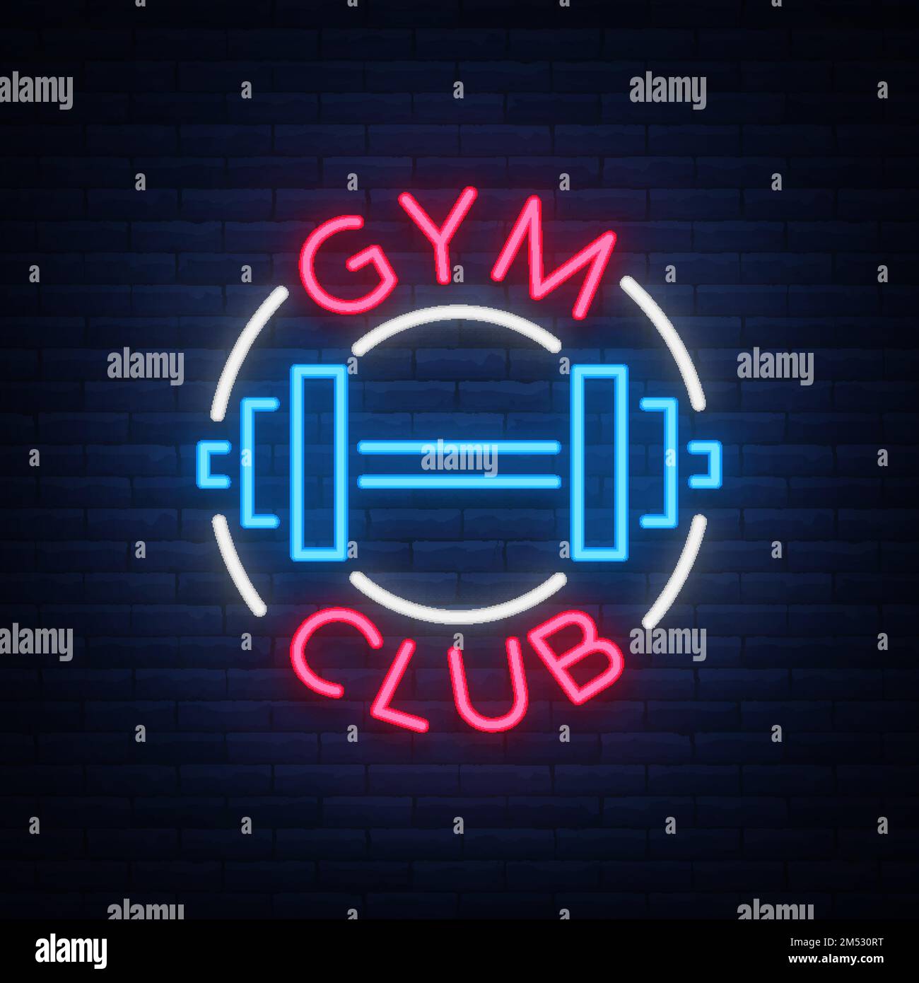 Logotype gym sign in neon style isolated vector illustration. A glowing ...