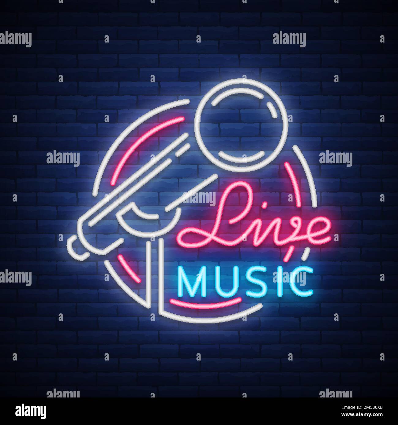 Live musical vector neon logo, sign, emblem, symbol poster with ...