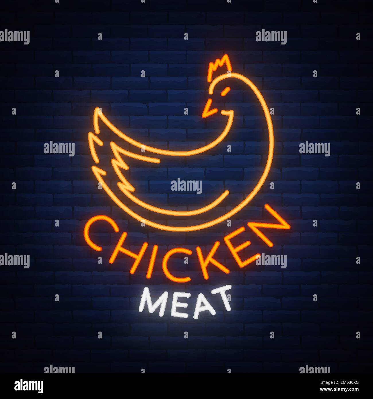 Logo Chicken meat, emblem, sign in neon style isolated, vector ...