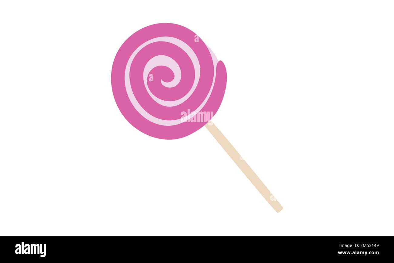 Sweet swirl lollipop clipart. Simple cute round lolly candy on plastic ...