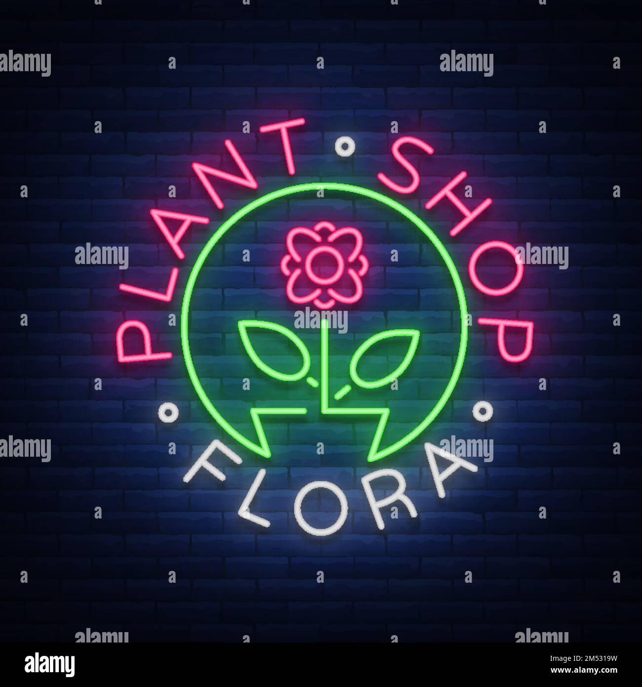 Flower shop, Plants, Florist, Flora emblem, sign, neon logo. Template ...