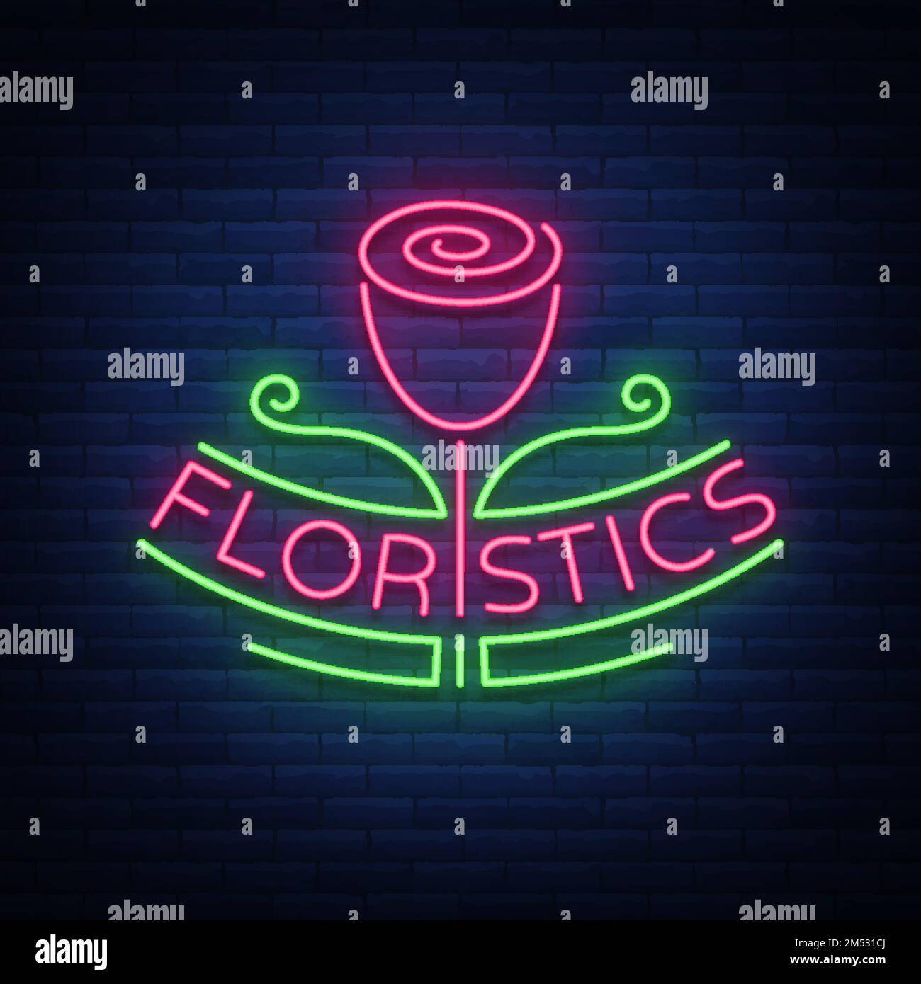 Vector logo flower shop, florist, neon emblem sign logo. Template ...