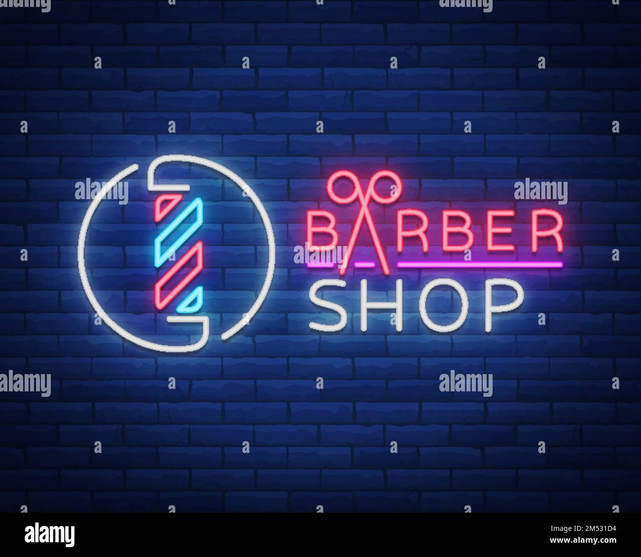 Vector logo neon sign barber shop for your design. For a label, a sign ...