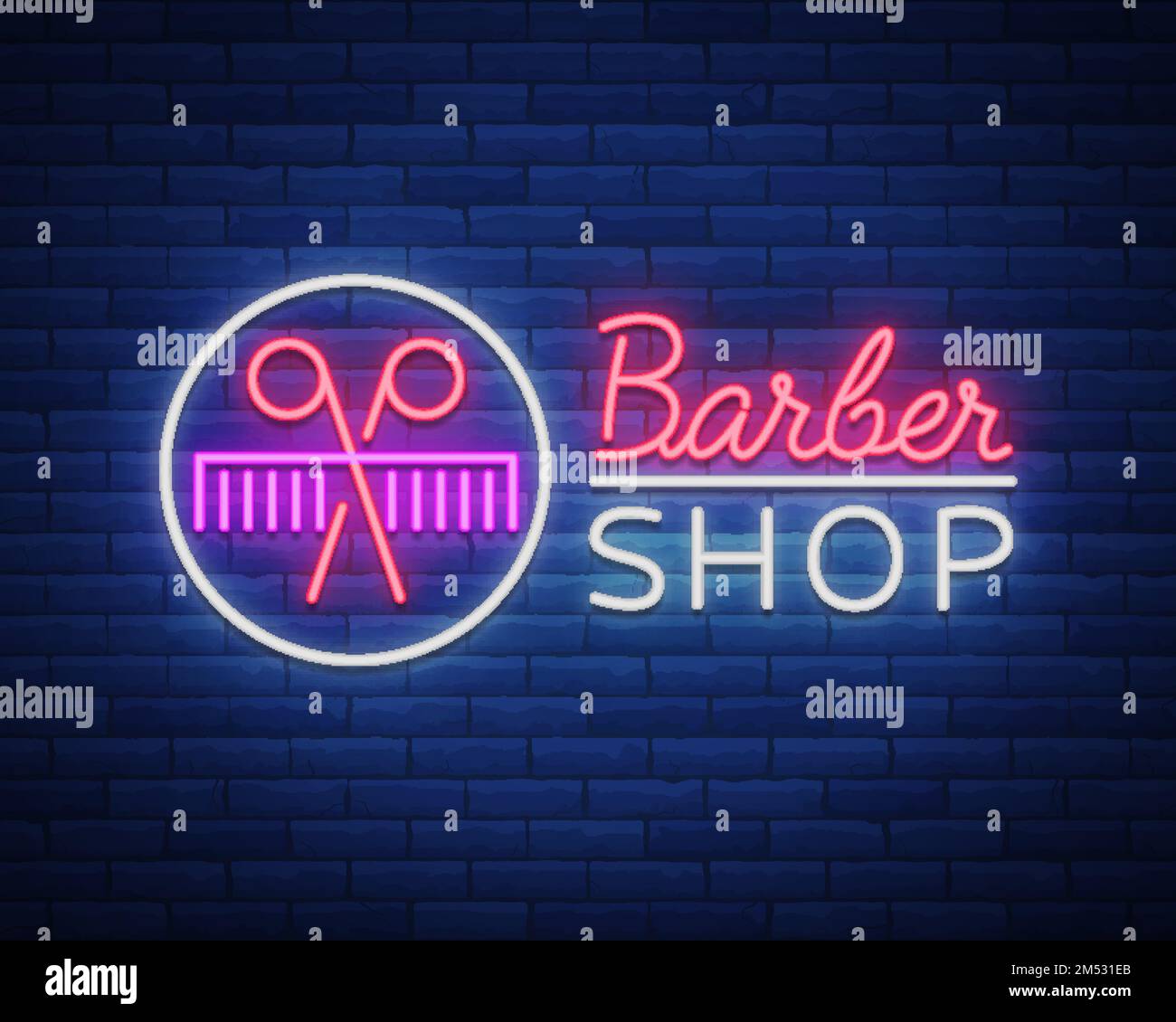 Vector logo neon sign barber shop for your design. For a label, a sign ...