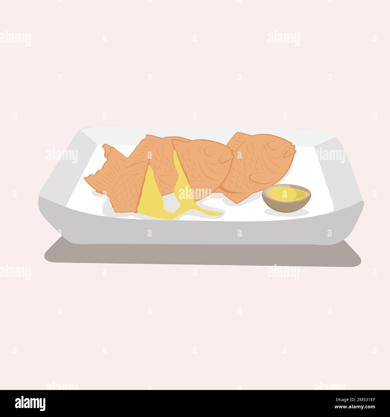 Japanese dessert fish shaped cake filled with Anko sweet red bean paste ...