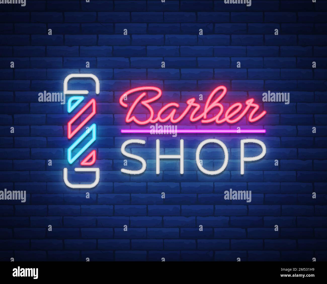 Vector logo neon sign barber shop for your design. For a label, a sign ...